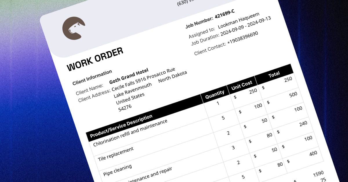 Free Work Order Generator | Downloadable PDF